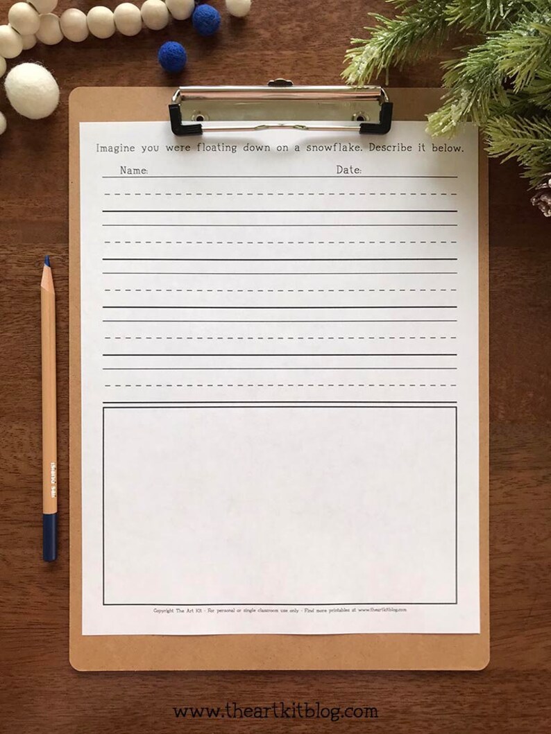 Winter Creative Writing Prompts Printable, December Language Arts for ...