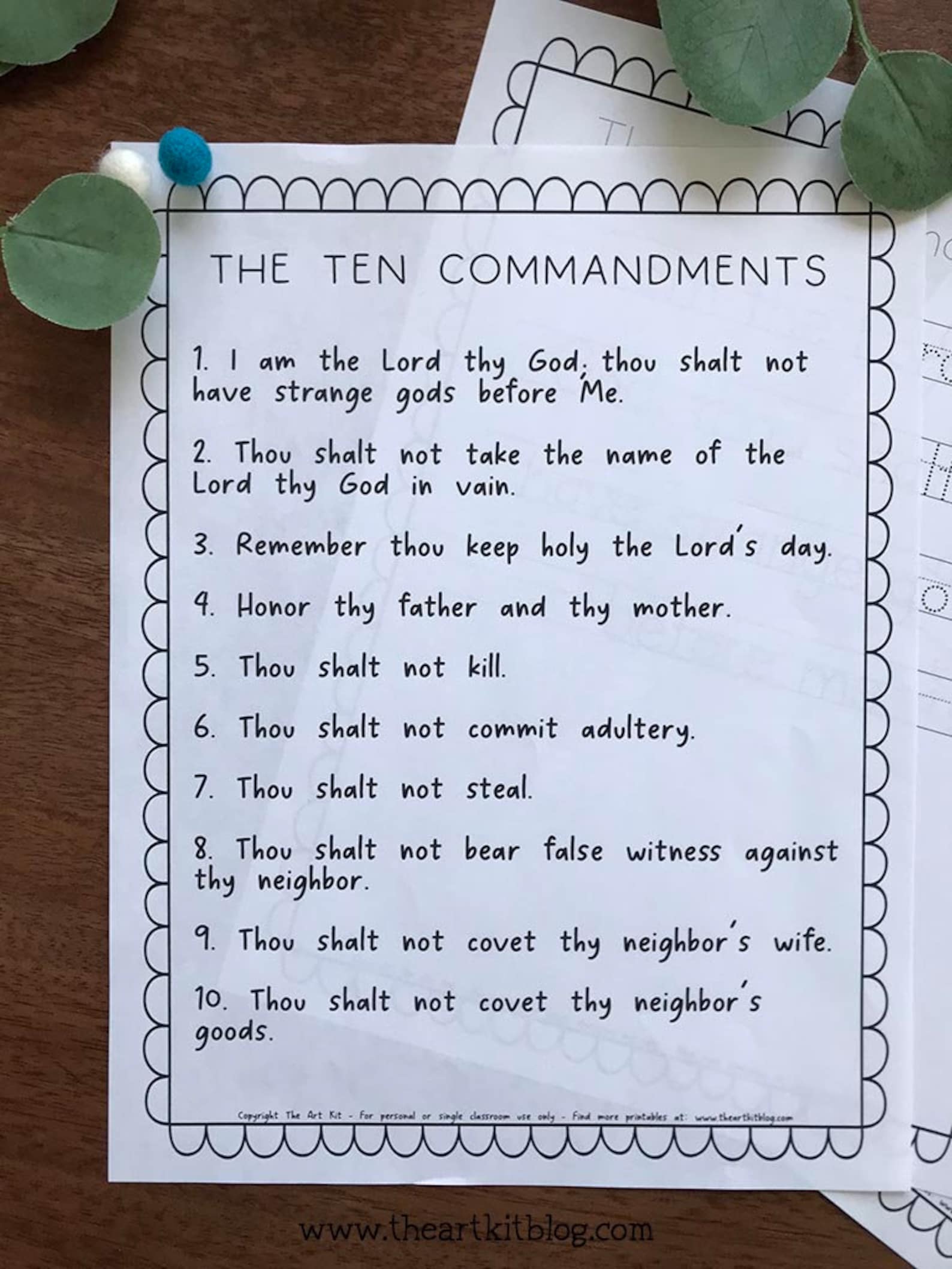 Ten Commandments for Kids Printable, Bible Lesson, Sunday School ...