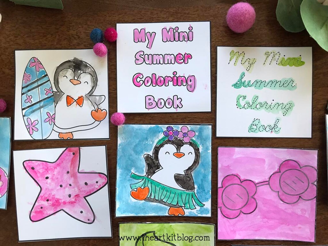 Mini Summer Coloring Book Mini Summer Coloring Pages Cute - Etsy