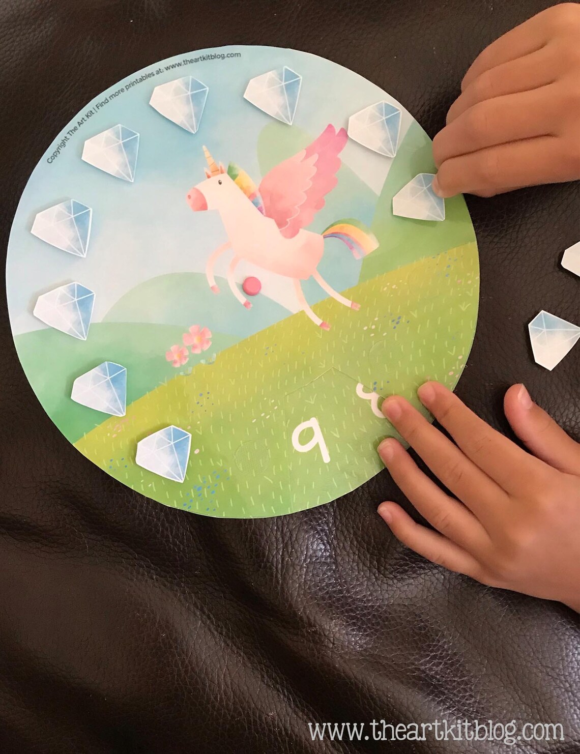 Printable Number Counting Wheel 1-12 // Unicorns and Gems // - Etsy