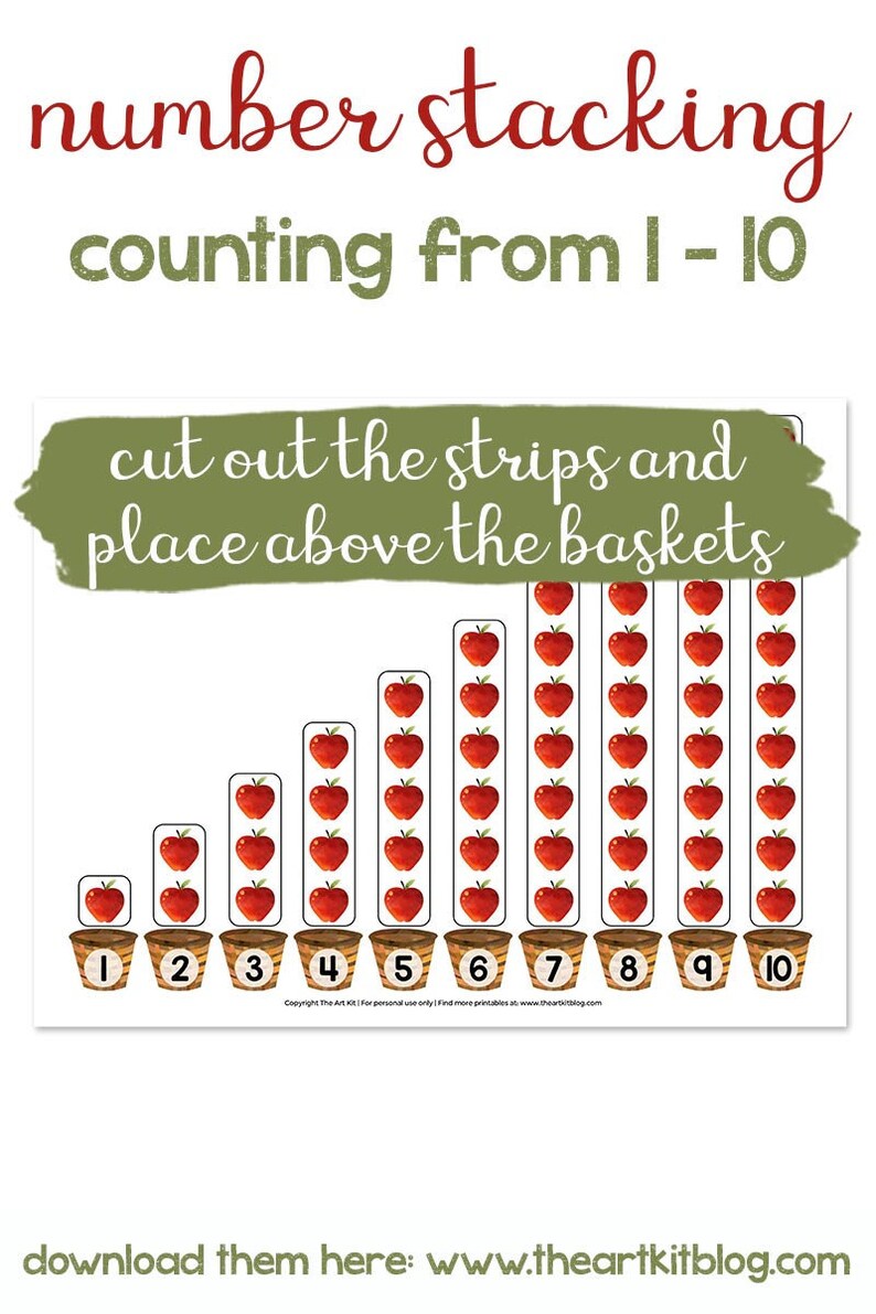 Apple Stacking Number Learning Worksheet Printable Homeschool - Etsy