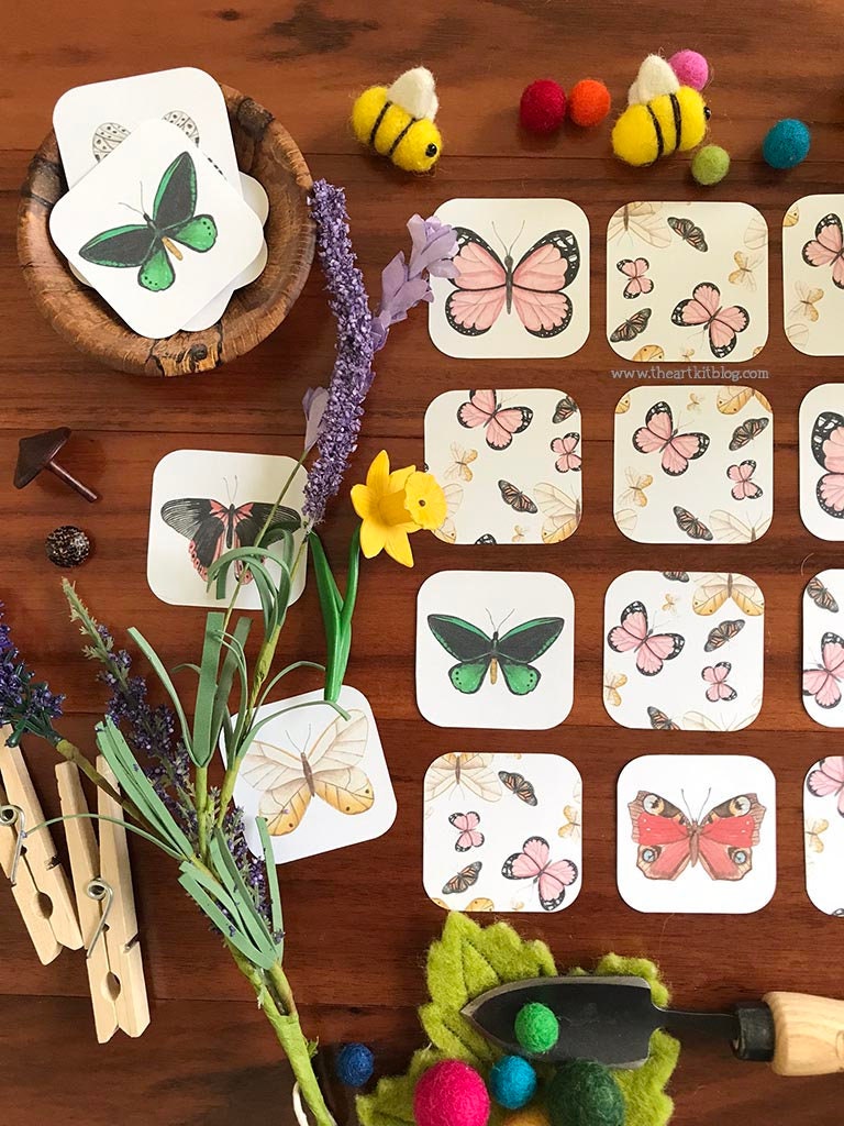 Memory Match Game Printable: Butterfly, Homeschool Printable, Cat ...