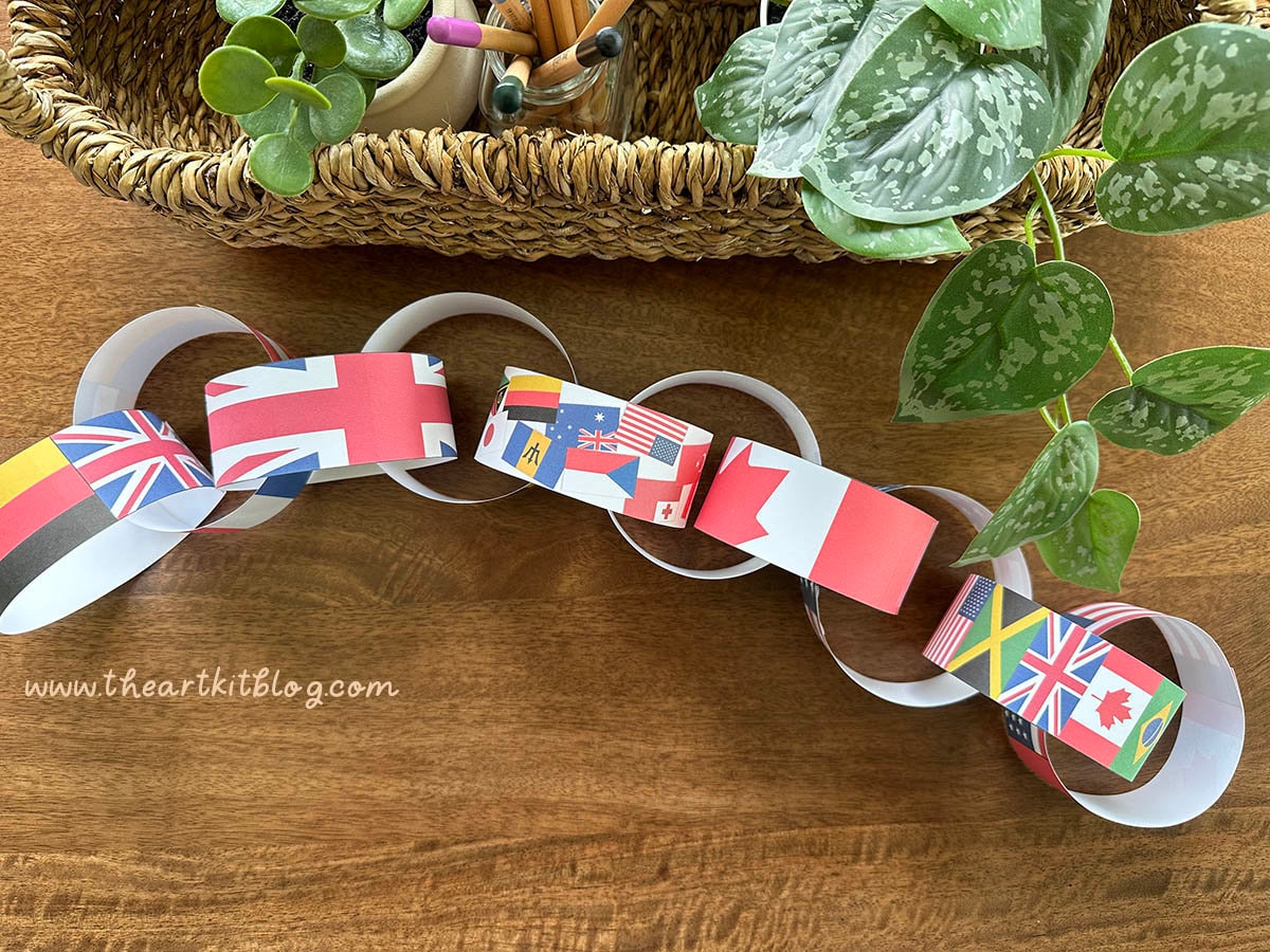 Flags Around the World Paper Chains, Template Printable, Summer Games ...