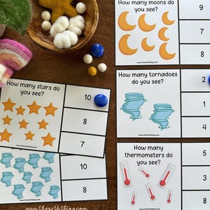 Weather Counting Clip Cards, Number Recognition Printable, Instant ...
