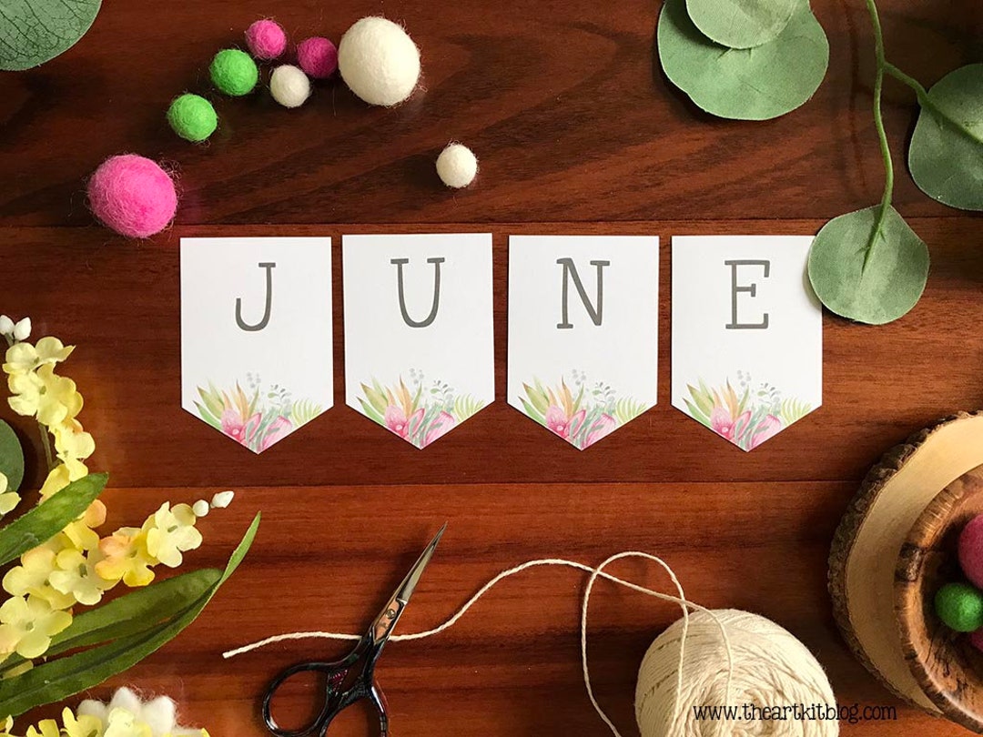 June Banner Printable, Spring Printable Wall Art, Spring Printable ...