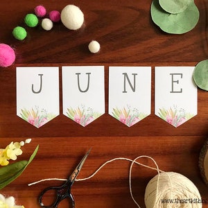 June Banner Printable, Spring Printable Wall Art, Spring Printable ...
