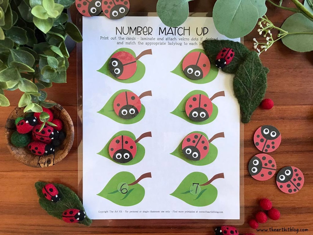 Ladybug Number Match Printable, Busy Book, Math Center, Ladybug ...