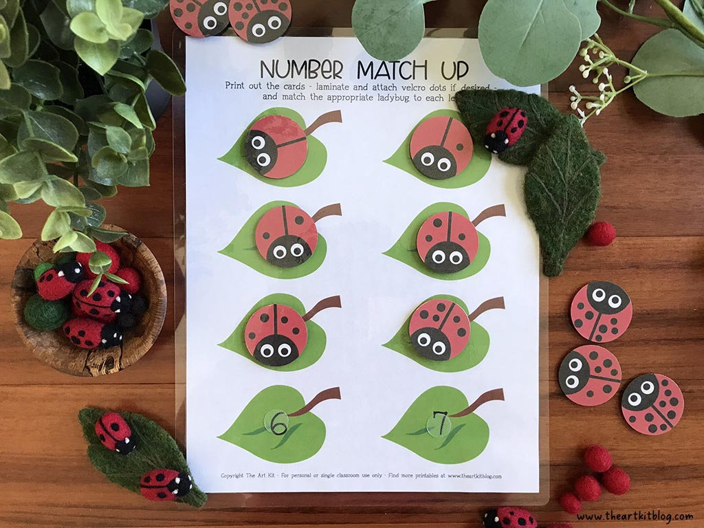 Ladybug Number Match Printable, Busy Book, Math Center, Ladybug ...