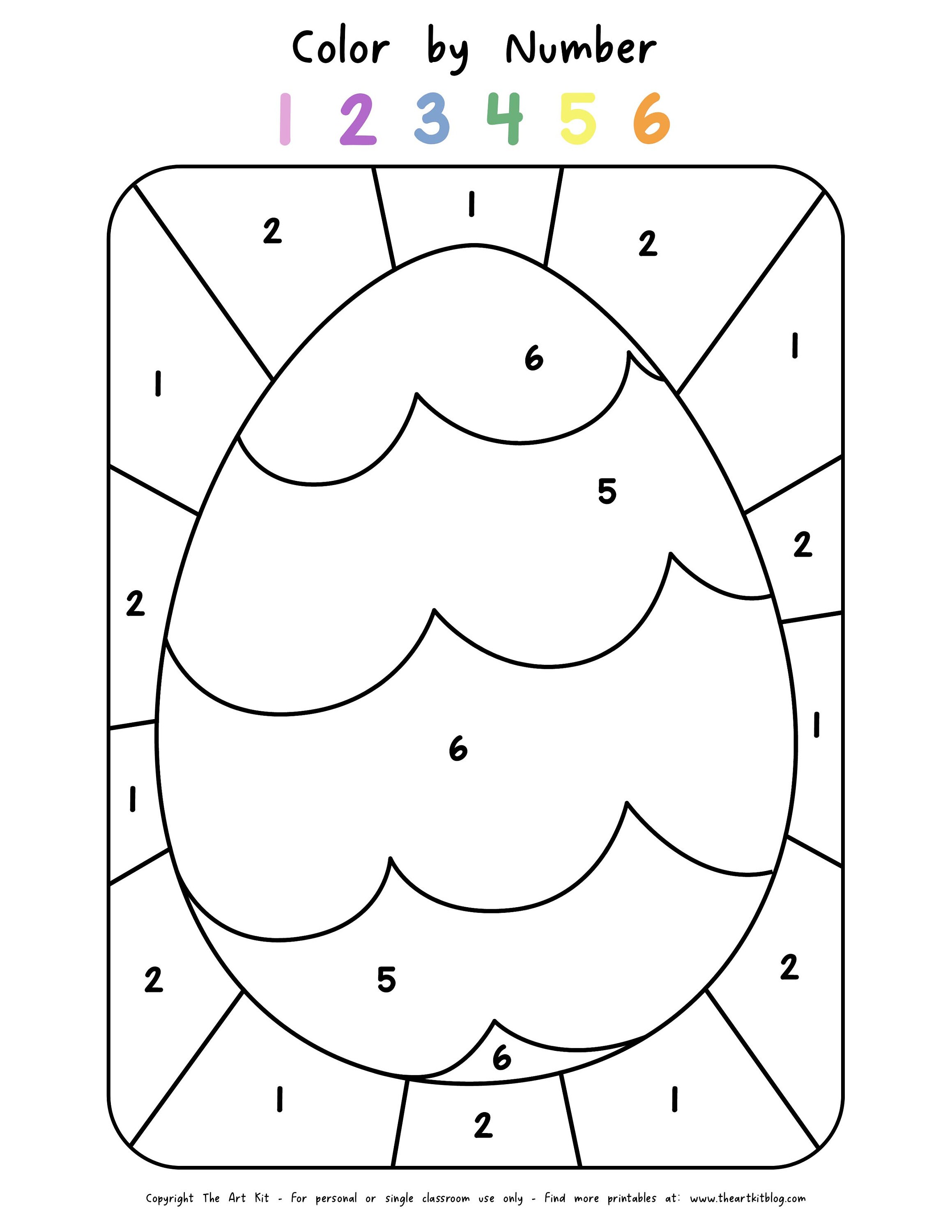 Easter Egg Color by Number Printables, Spring Worksheets for Kids - Etsy