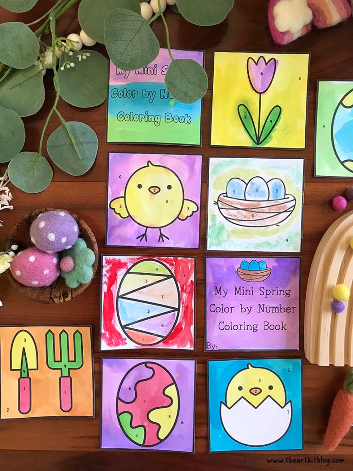 Mini Spring Color by Number Coloring Book, Spring Craft, Mini Spring ...