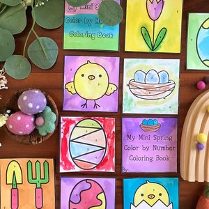Mini Spring Color by Number Coloring Book, Spring Craft, Mini Spring ...