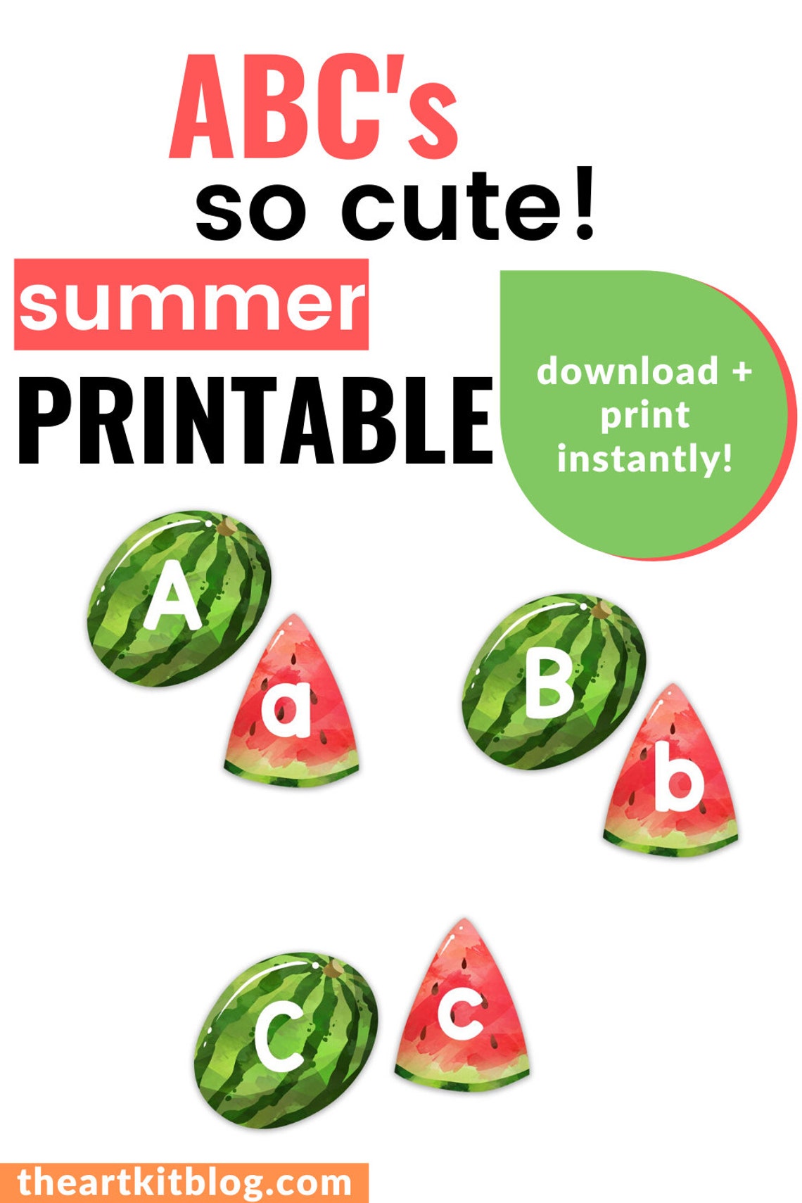 Summer Watermelon Alphabet Letter Uppercase and Lowercase - Etsy