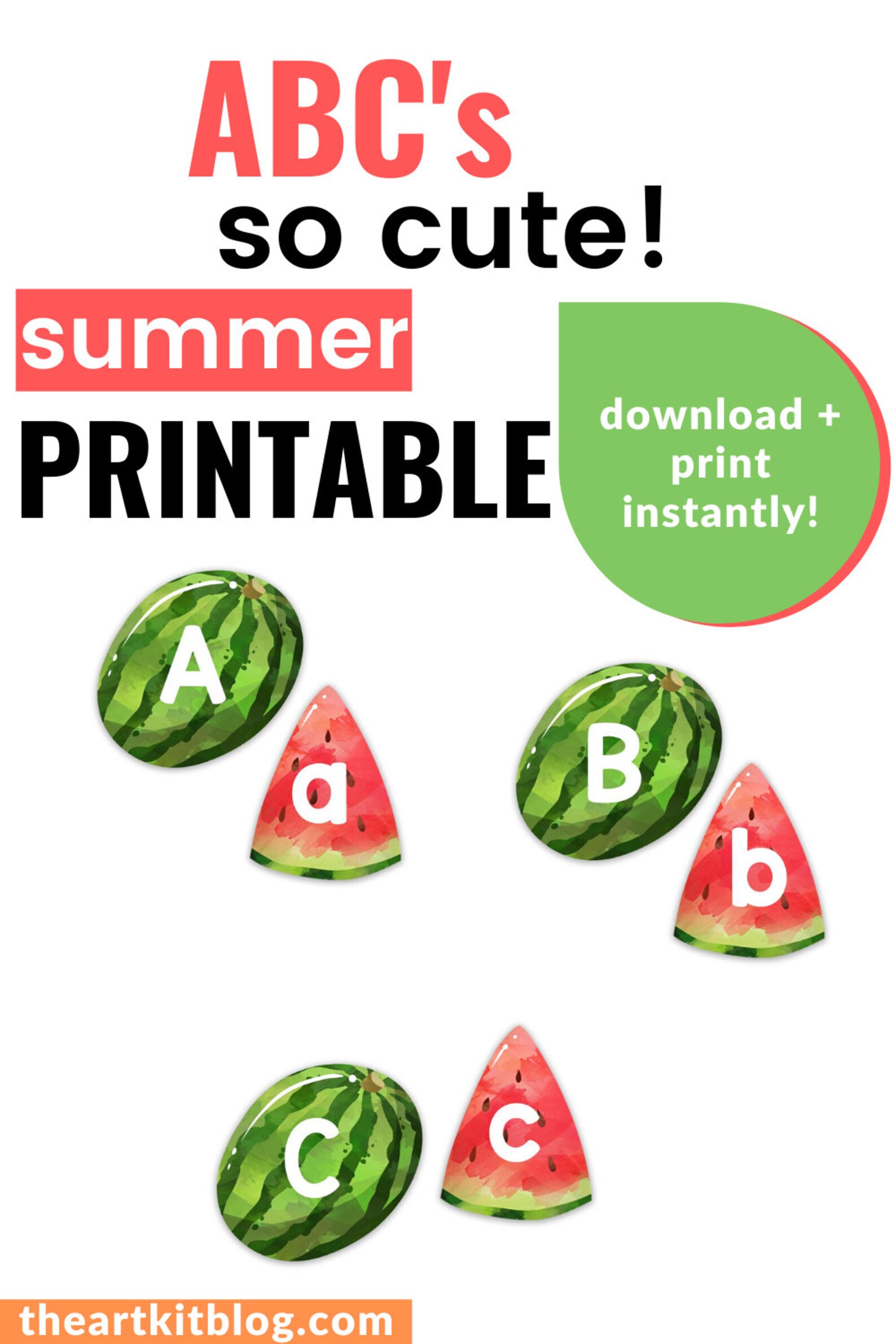 Summer Watermelon Alphabet Letter Uppercase and Lowercase Match up ...