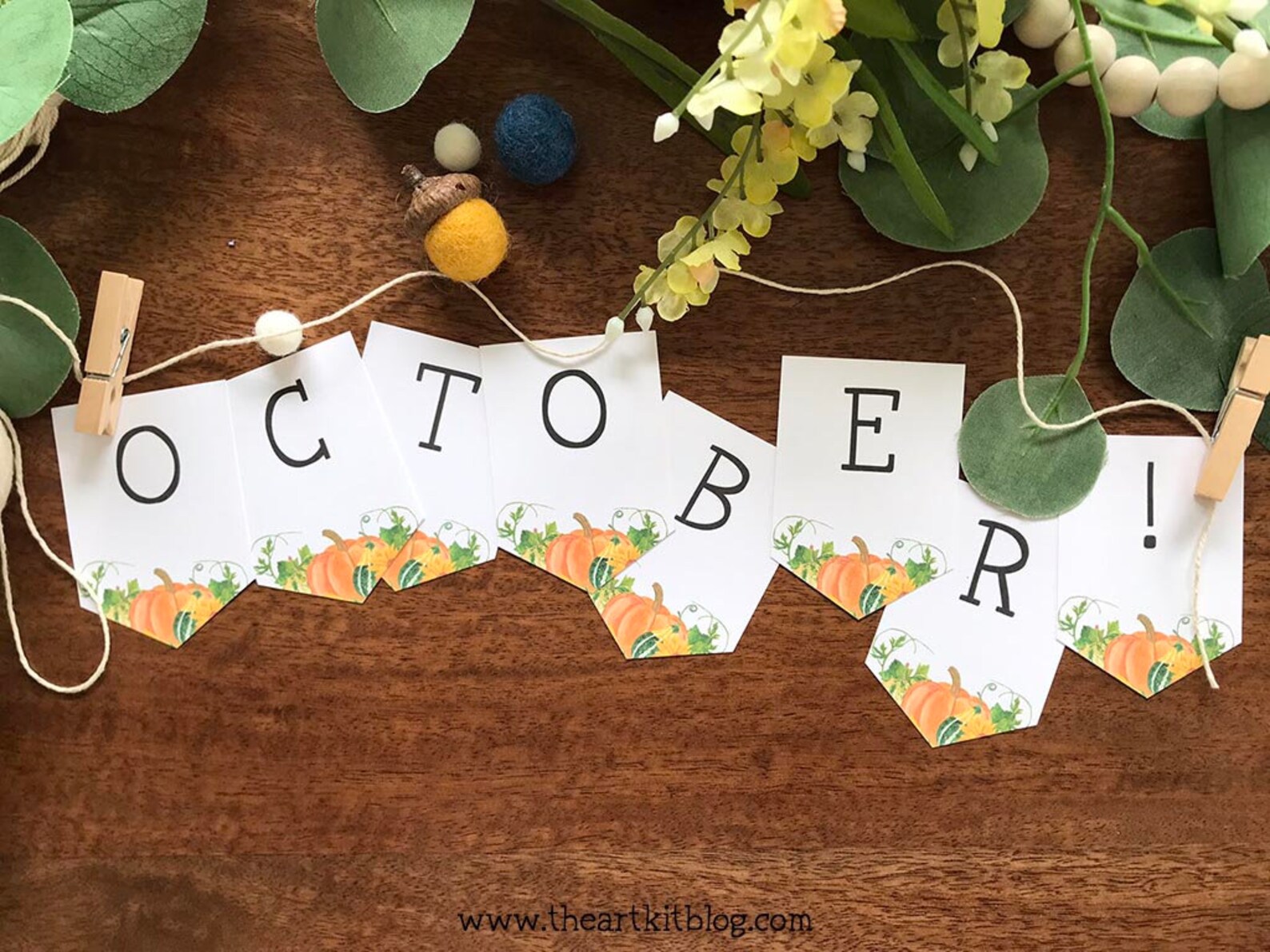 October Banner Printable, October Wall Art, Fall Printable Download ...