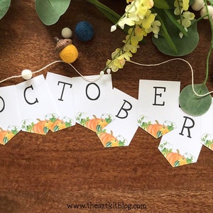 October Banner Printable, October Wall Art, Fall Printable Download ...