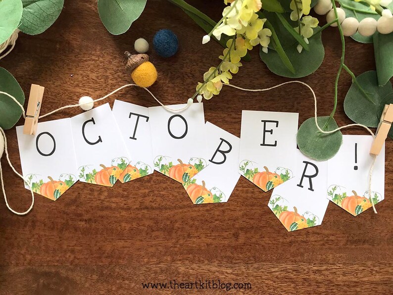 October Banner Printable, October Wall Art, Fall Printable Download ...