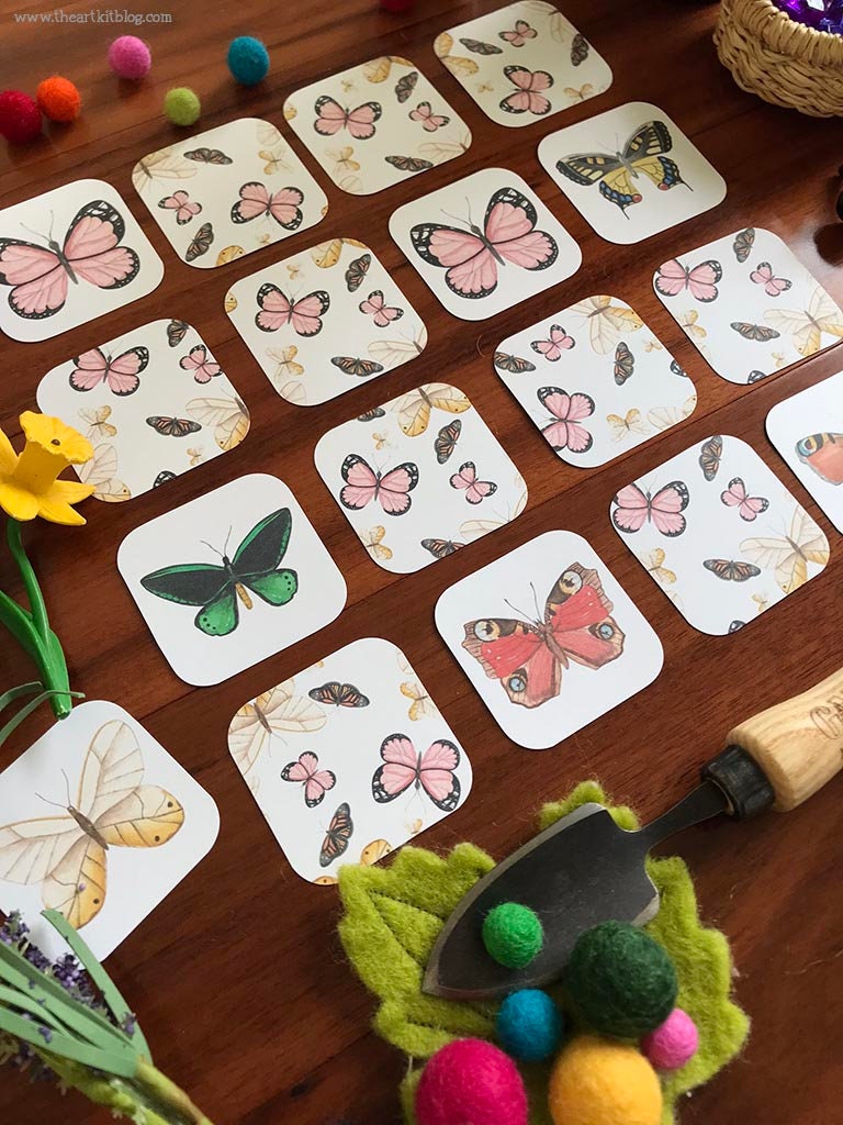 Memory Match Game Printable: Butterfly, Homeschool Printable, Cat ...