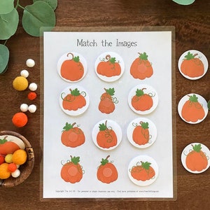 Pumpkin Memory Match Game Printable, Fall Busy Book Page, Homeschool ...