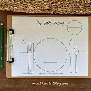 Table Setting Placemat Printables for Kids, Montessori Placemat ...