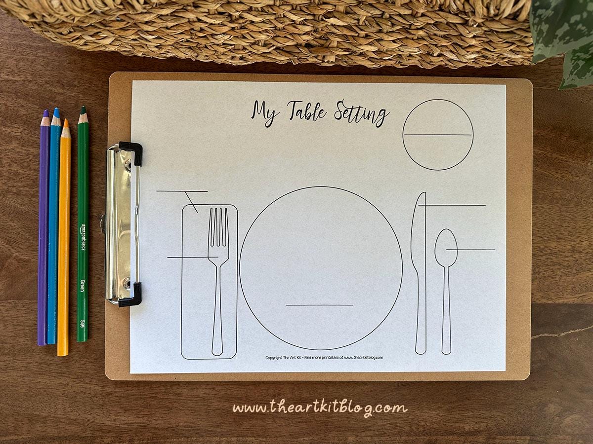 Table Setting Placemat Printables for Kids, Montessori Placemat ...