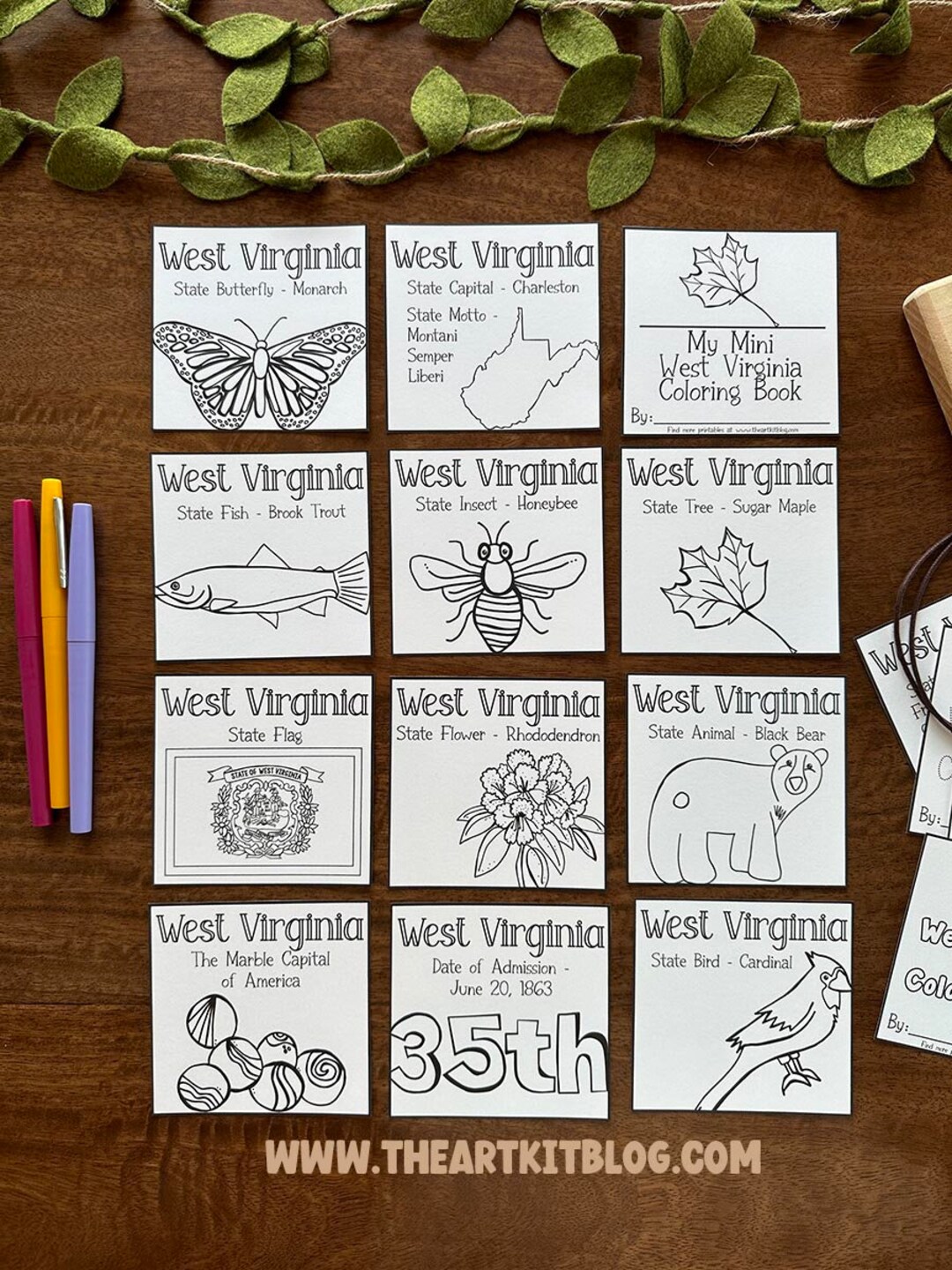 Mini WEST VIRGINIA Coloring Pages, 50 States Coloring Page, USA ...