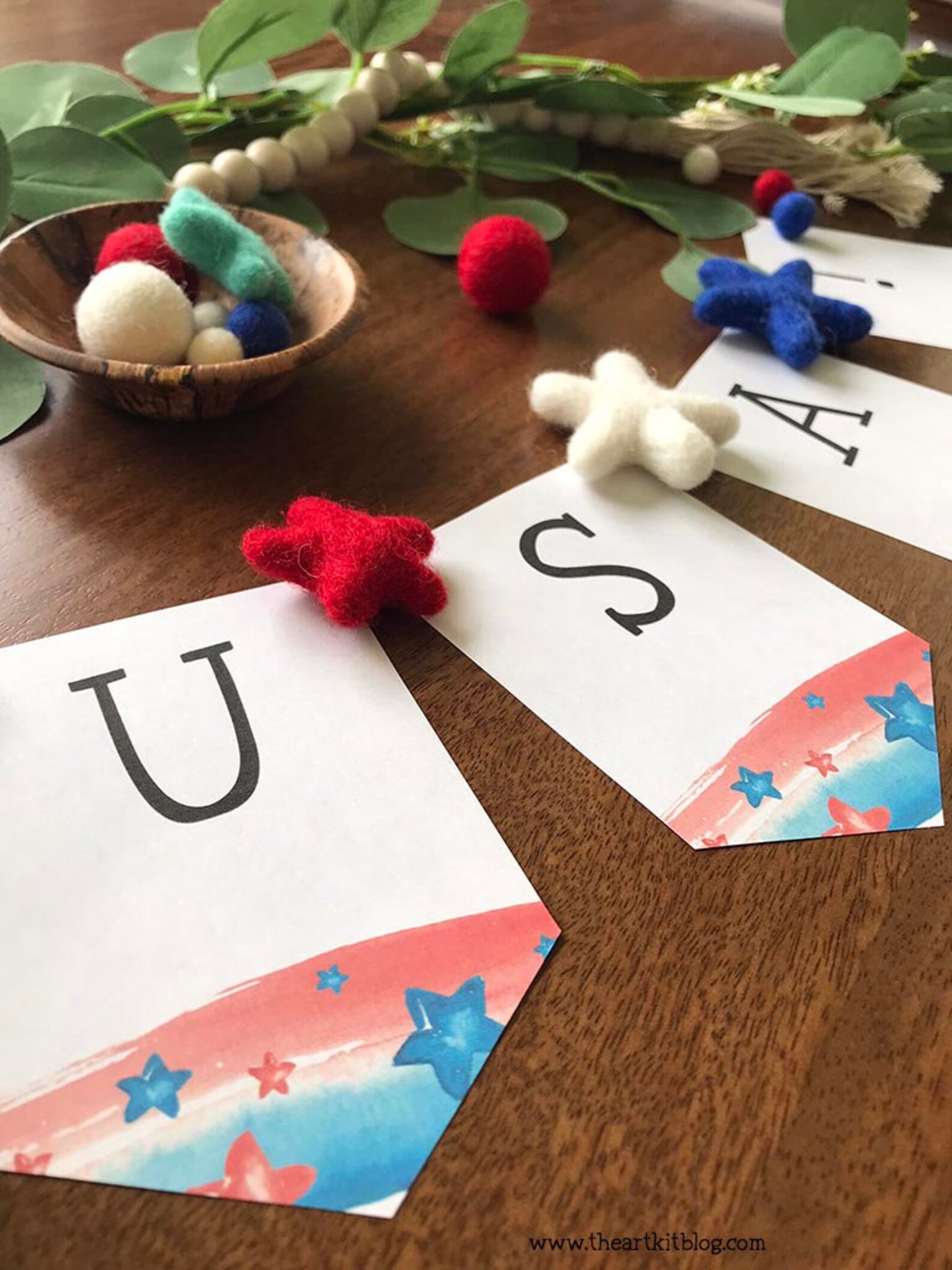 USA Patriotic Banner Printable, Printable Wall Art, 4th of July ...