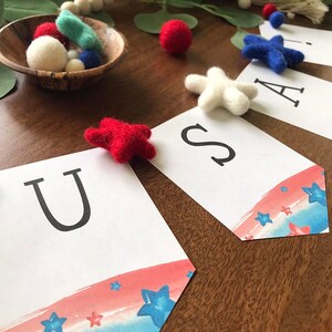 USA Patriotic Banner Printable, Printable Wall Art, 4th of July ...