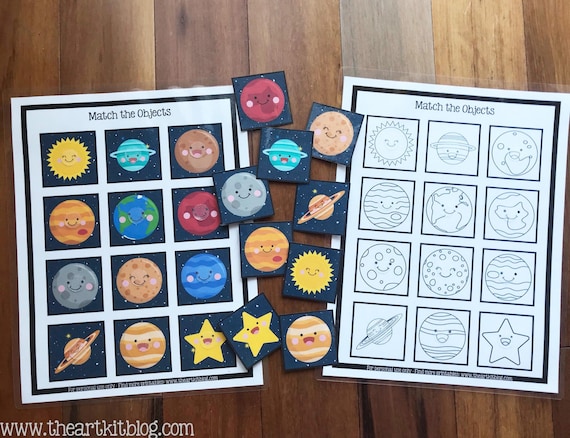 Solar System Space Matching Game Printable // Cute Kids - Etsy
