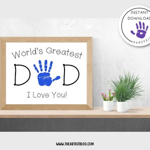 World's Greatest Dad, Handprint Footprint Art Craft, Father's Day Craft ...