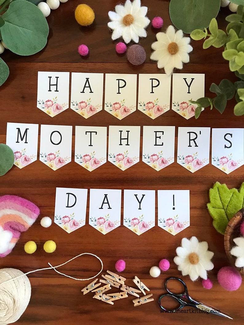 Happy Mother's Day Printable Banner, Party Bunting, Mom Garland ...
