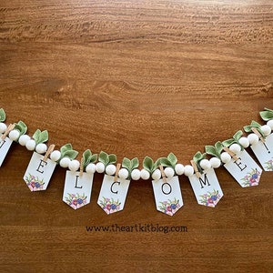 Welcome Banner Printable With Flowers, Spring Printable Wall Art ...