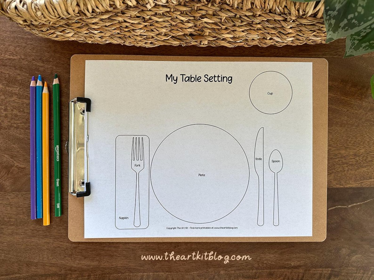 Table Setting Placemat Printables for Kids, Montessori Placemat ...