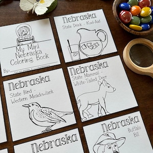 Mini NEBRASKA Coloring Pages, 50 States Coloring Page, USA Homeschool ...