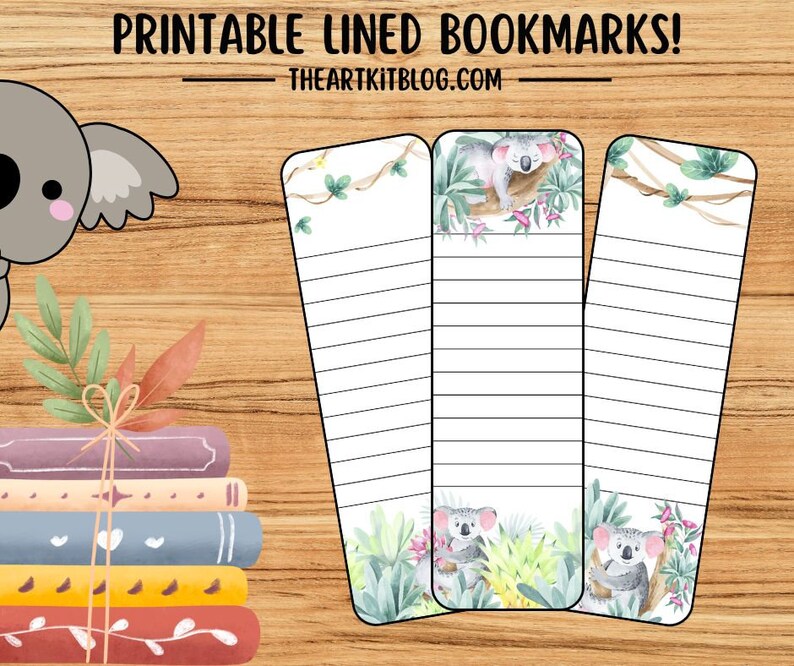 Aussie Koala Printable Lined Bookmarks Bookmarks for Kids - Etsy
