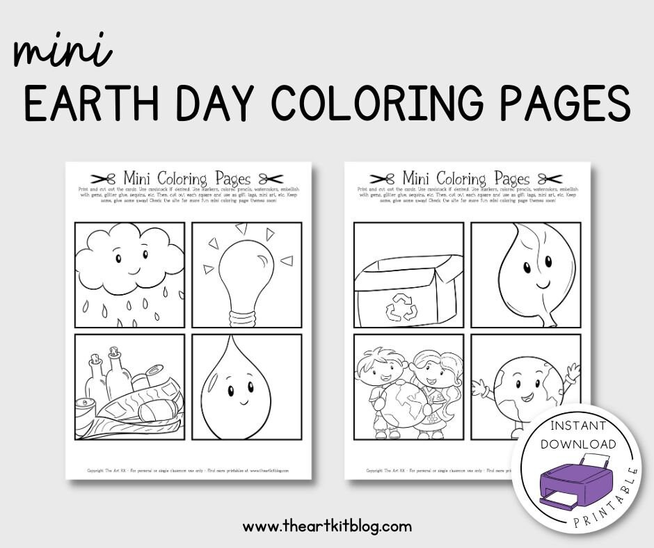Mini Earth Day Coloring Book, Mini Coloring Pages, Earth Day Coloring ...