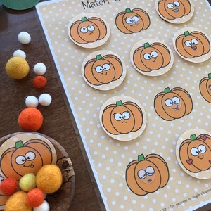 Cute Pumpkin Face Memory Match Game Printable, Emoji Busy Book Page ...