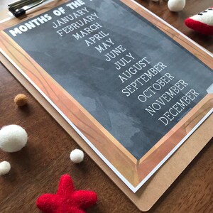 Months of the Year Chart PRINTABLE, Chalkboard, Preschool, Kindergarten ...