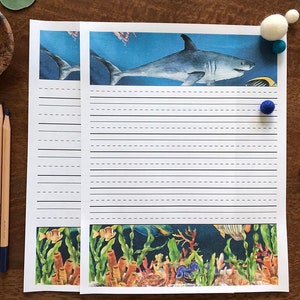 Printable Lined Paper With Sharks, Notebooking Pages, School Lined ...