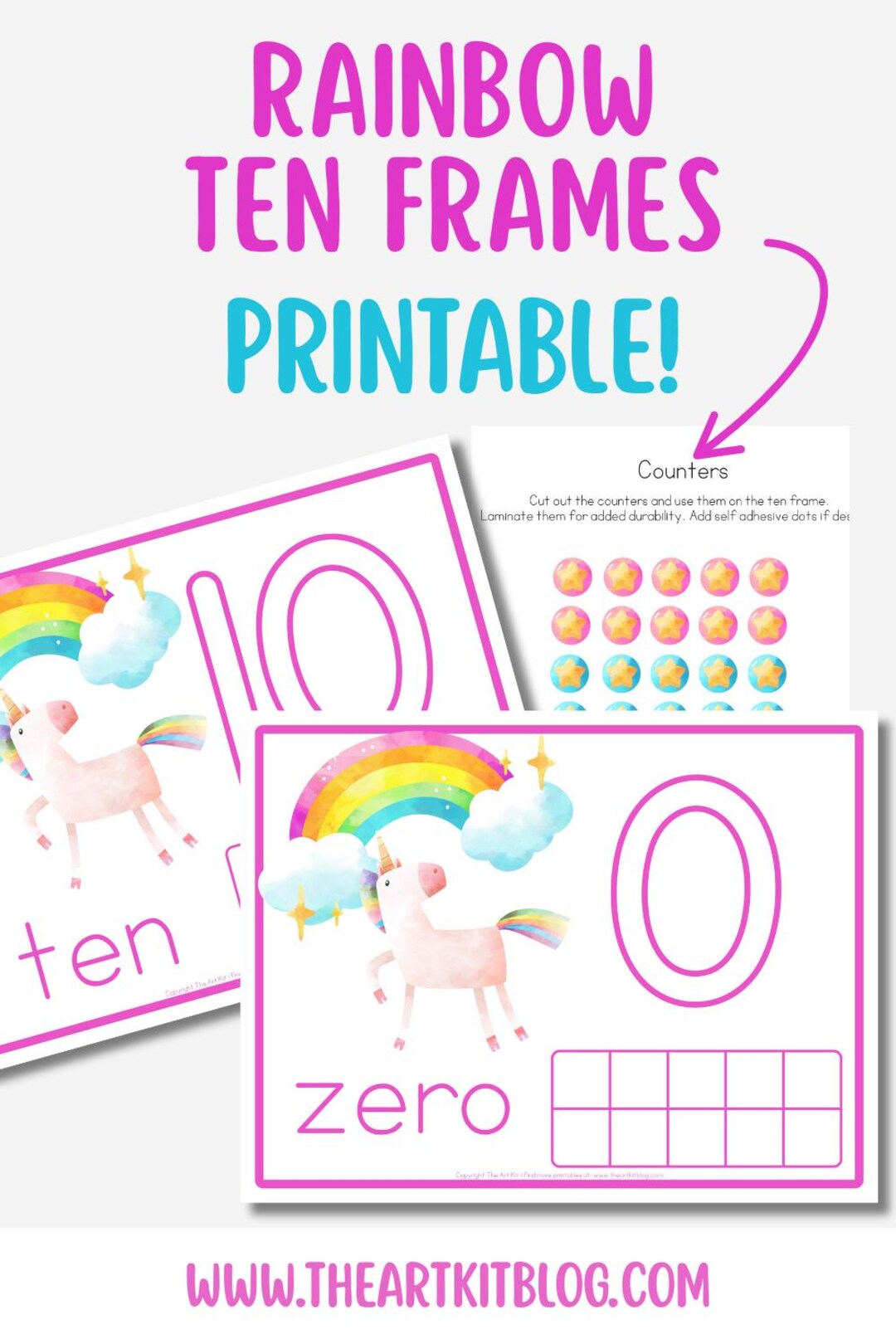 Unicorn Rainbow Ten Frame Printable – Counting Math Activity With ...