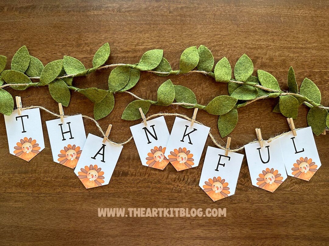 Thankful Banner Printable, Thanksgiving, November Wall Art, Fall ...
