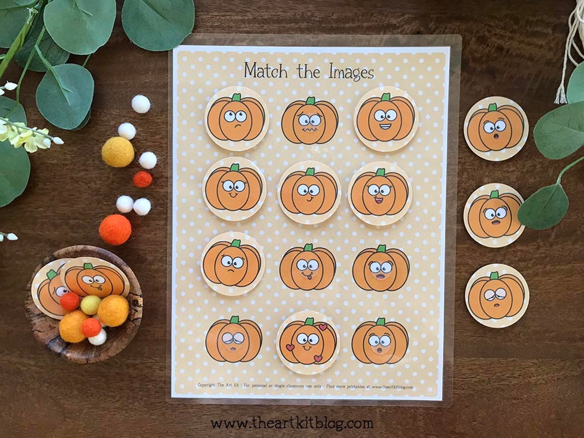 Cute Pumpkin Face Memory Match Game Printable Emoji Busy Book - Etsy