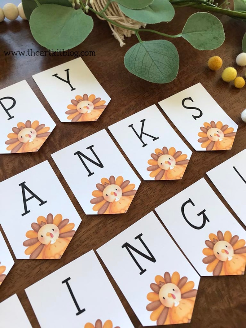 Happy Thanksgiving Banner Printable, November Wall Art, Fall Printable ...