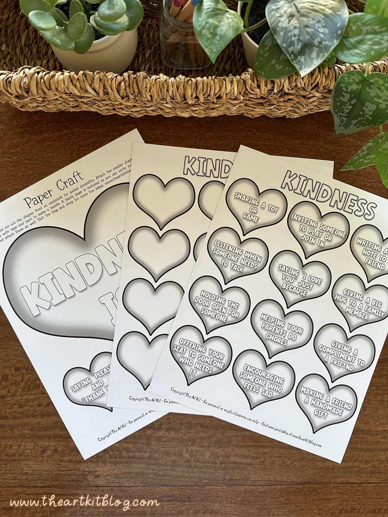 Kindness is ... Paper Craft, PRINTABLE, Black and White Coloring Page ...