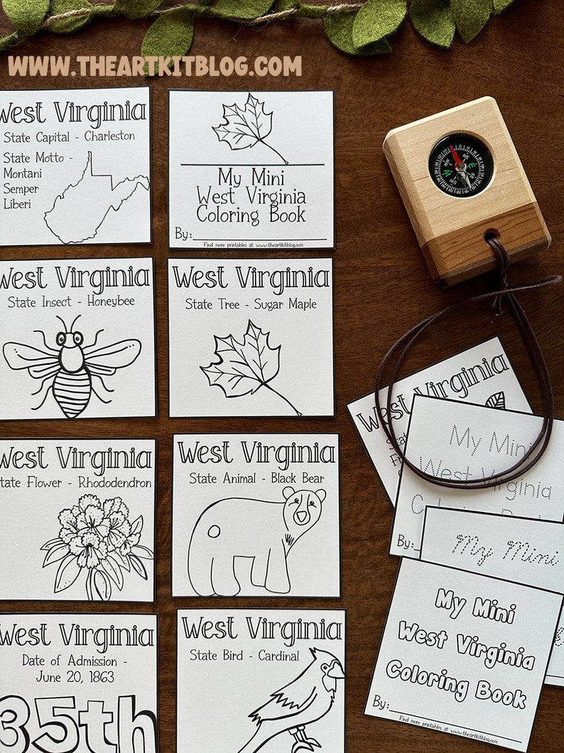 Mini WEST VIRGINIA Coloring Pages, 50 States Coloring Page, USA ...