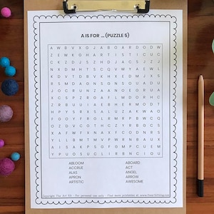 Letter A Word Search Printable, Printable Games, Homeschool Printable ...