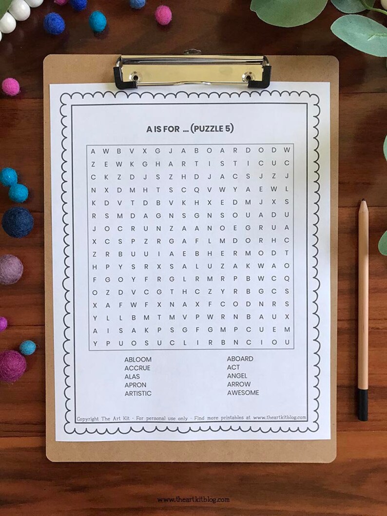 Letter A Word Search Printable, Printable Games, Homeschool Printable ...
