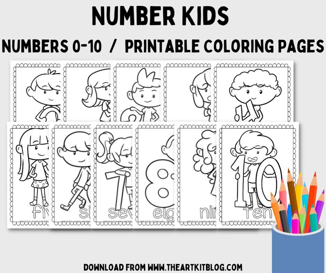 Number Kids Coloring Pages Book, 11 Pages to Color, PRINTABLE for Kids ...