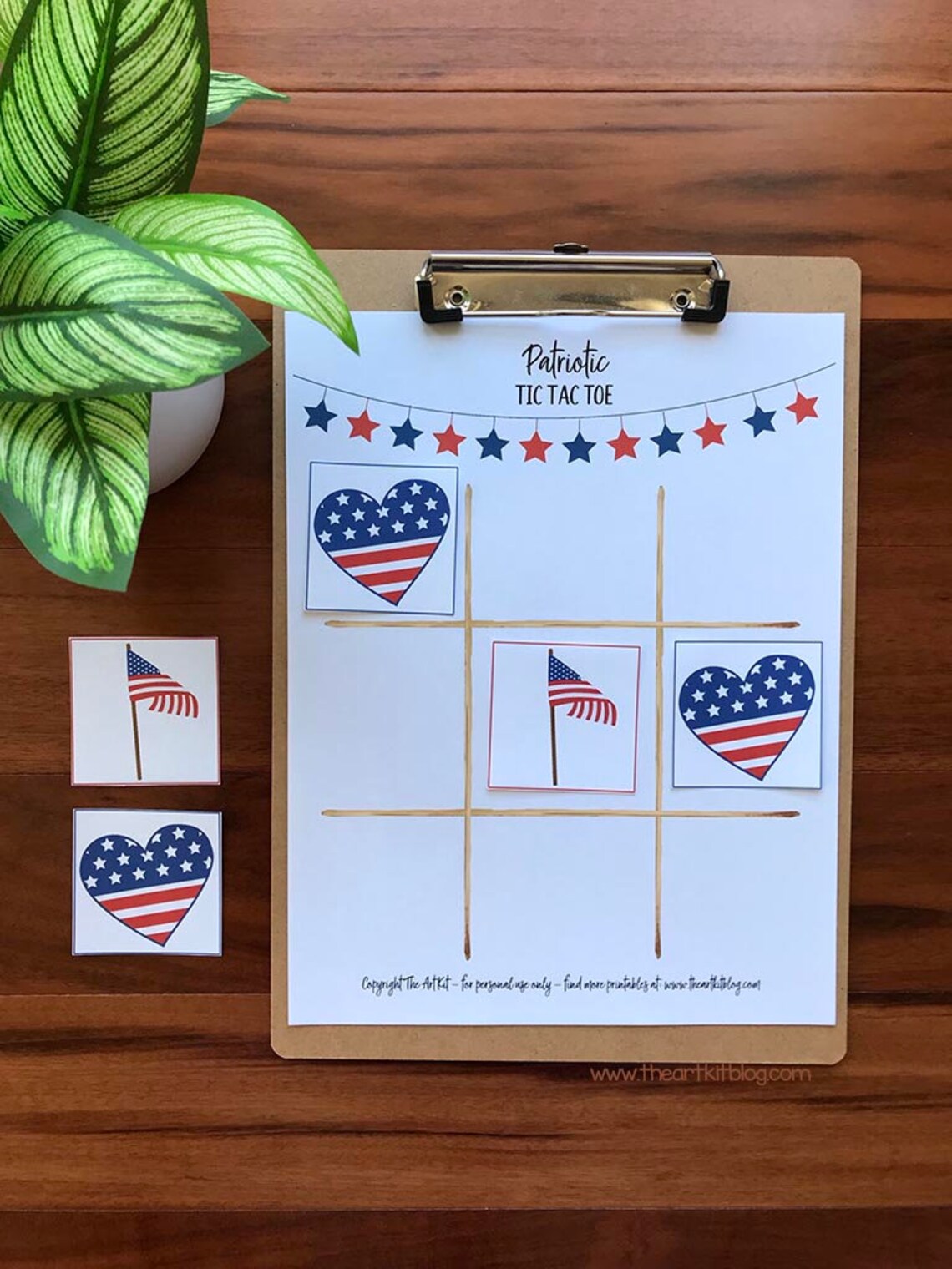 Patriotic Tic Tac Toe Printable Game Labor Day 4th of July - Etsy