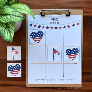 Patriotic Tic Tac Toe Printable Game, Labor Day, 4th of July, America ...