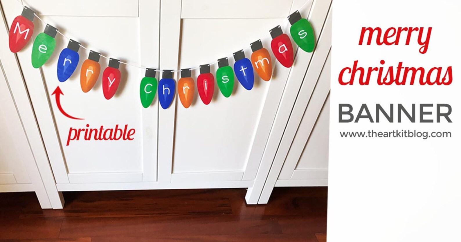 Merry Christmas Light Bulb Banner - Instant Download Printable - Easy ...